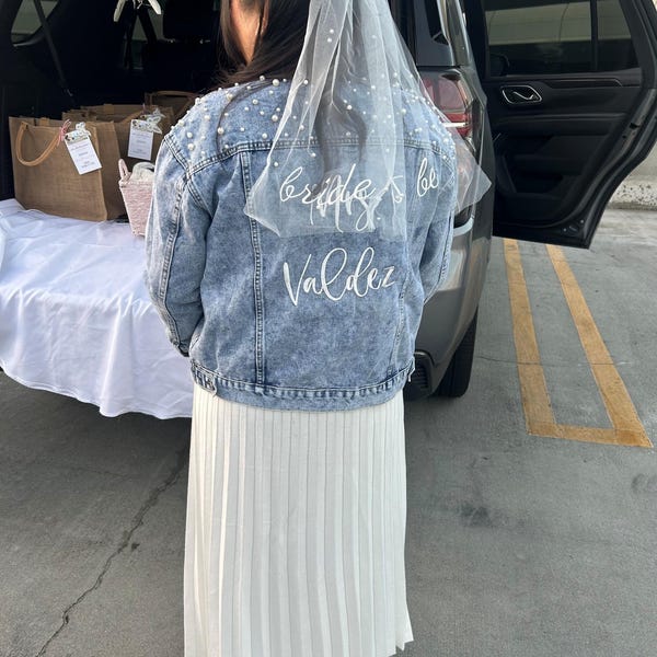 Bride Jean Jacket, White Personalized Bridal Jacket, Bride Denim Jacket ...