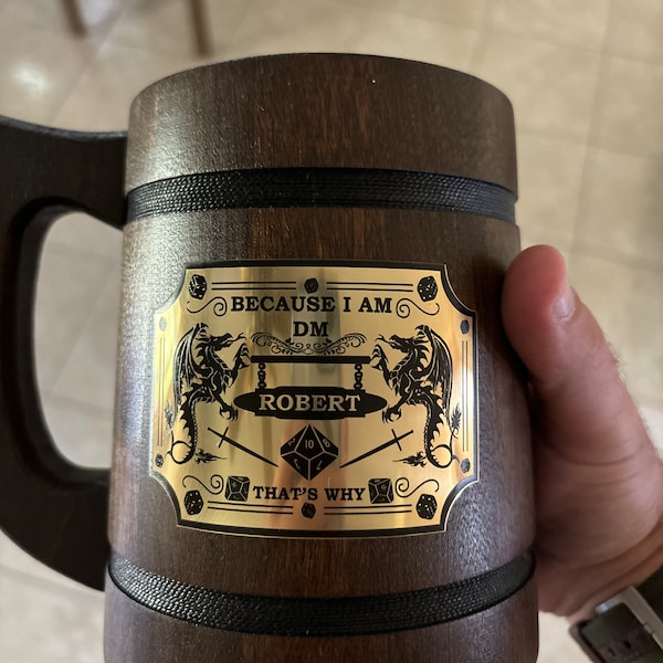 Dungeon Master Personalized Mug, Dungeons and Dragons Wooden Tankard ...