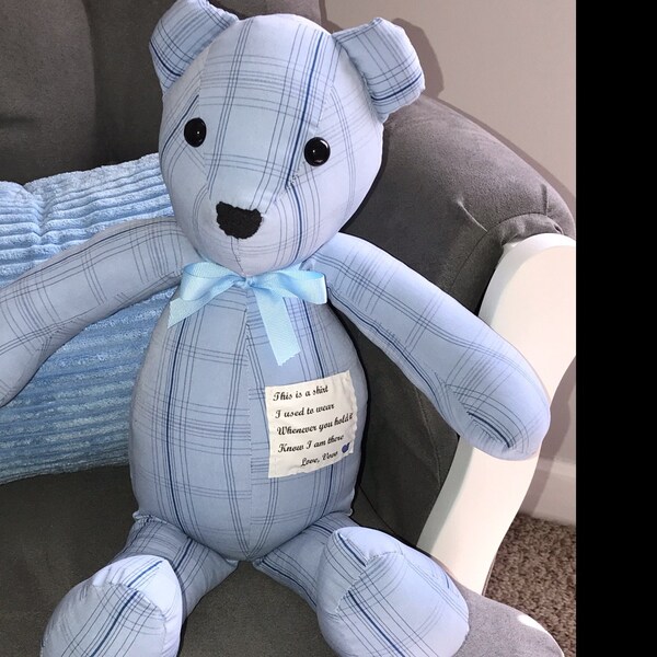Memory Bear, Keepsake Teddy Bear, Custom Made Memory Bear Loved Ones ...