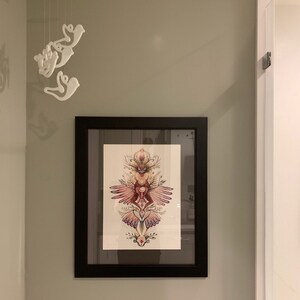 Winged One Small Lino Print Wild Woman Bird Woman A6 - Etsy