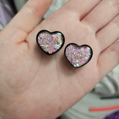 Up to 2 Aphrodite Inner Love Baby Pink Black Heart Ear Plugs Gauges ...