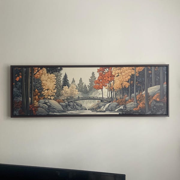 Vintage Spring Meadow Forest Landscape Wall Art, Long Horizontal ...