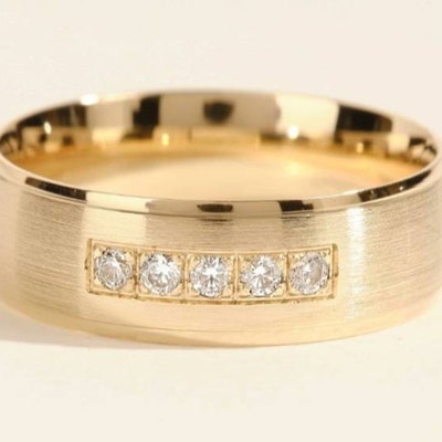 4mm Solid Gold Flush Set Diamond Wedding Band for Men - Etsy