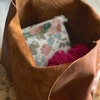 Brown Leather Knitting Bag, Leather Bag for Knitting or Crochet, Yarn ...