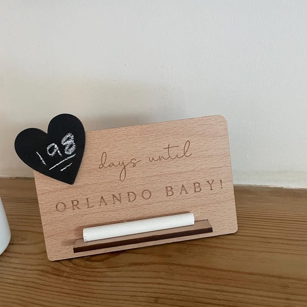 Personalised Baby Arrival Countdown Plaque Engraved Chalk Plaque ...