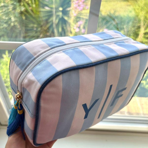 Light Blue Checkered Pouch, Coastal Bachelorette Party Favors, Checker ...