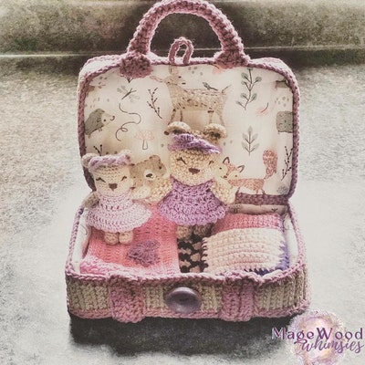 PDF Crochet Pattern Teddy Bear in Suitcase, Small Toy Pattern ...