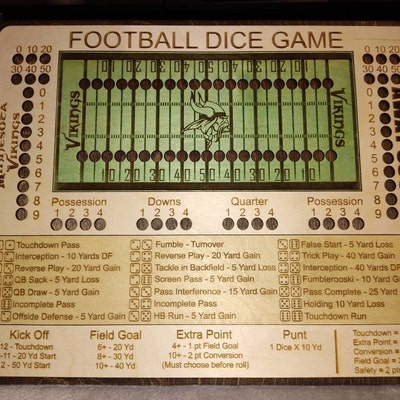Football Dice Game Wooden Board Game, Family Game Night, Board Game ...