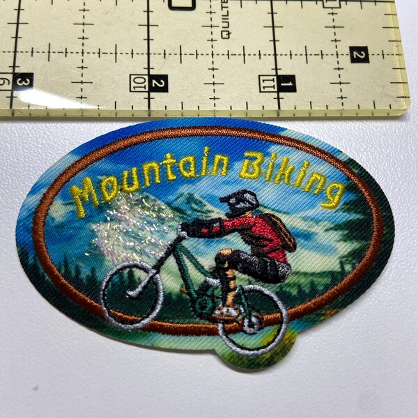 Mountain Biking Patch - Riding Trails, Downhill, MTB Badge 2-5/8" (iron ...