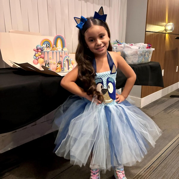 Bluey Costume/girls Bluey Halloween Costume/bluey Dress/bluey/bluey ...