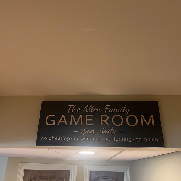 Personalized Game Room Sign Custom Family Game Room Sign Last Name Sign ...