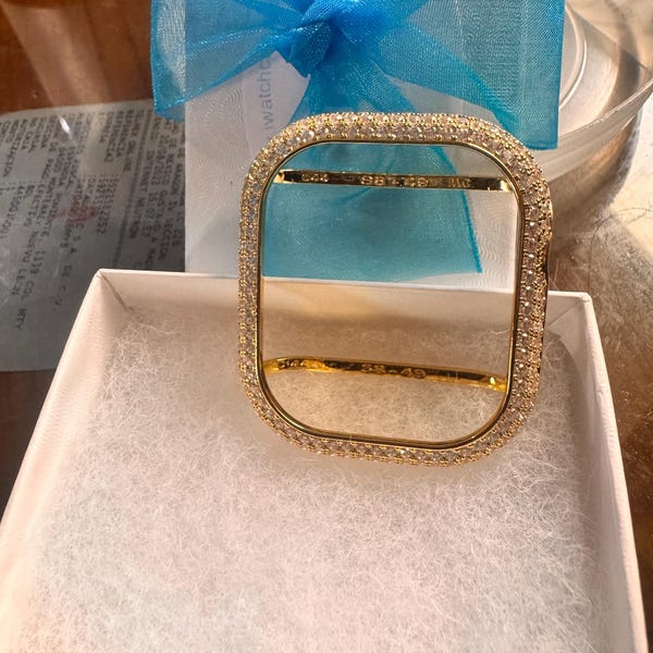 Custom Gold Apple Watch Case Lab Diamond Bezel 38-49mm Ultra Apple ...