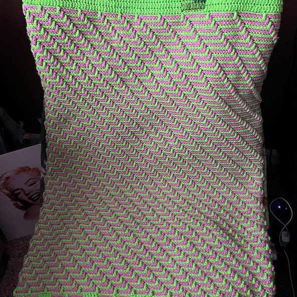 Mosaic Crochet Alphabet-large Block Font, Mosaic Overlay Crochet ...