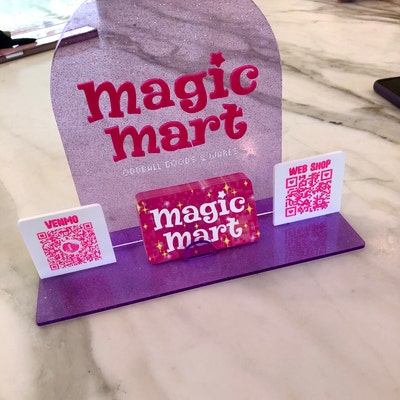 Table Top Logo Sign With QR Codes QR Code Display Sign - Etsy