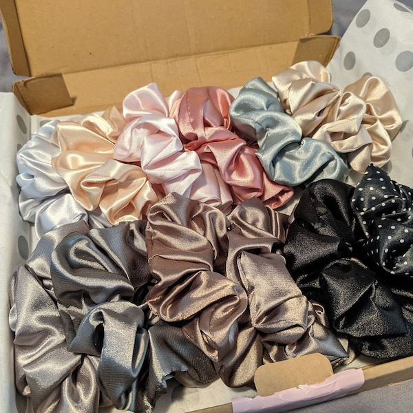 Neutral Tones Silk Satin Scrunchie Set | Brown Silk Scrunchy Pack ...