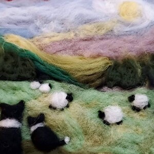 Sheep Felted Painting Kit Landscape Picture Needlepoint | Etsy
