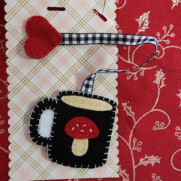 Teacup or Coffee Mug Felt Bookmark With Mushroom and Flower - Etsy