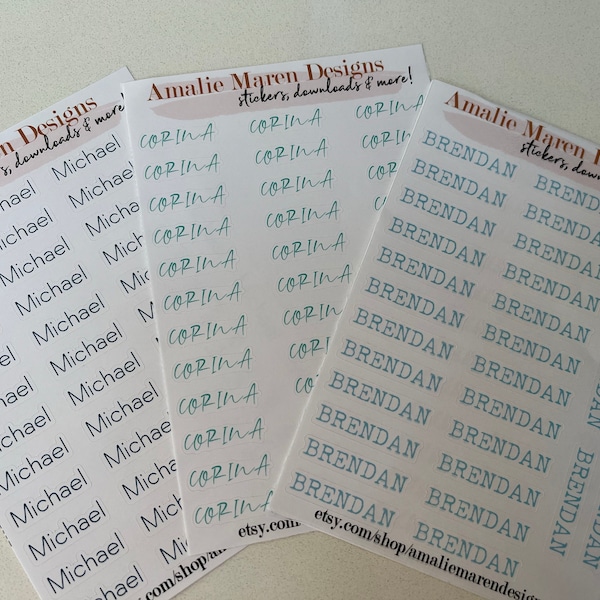 Custom Name Stickers in Color - Planner and Journal Sticker Set ...