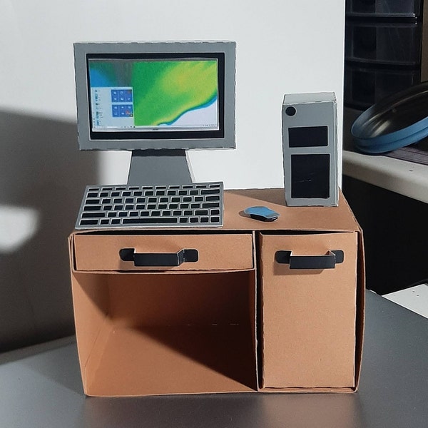 3D Computer and Computer Desk SVG Cut File Gift Card Holder - Etsy