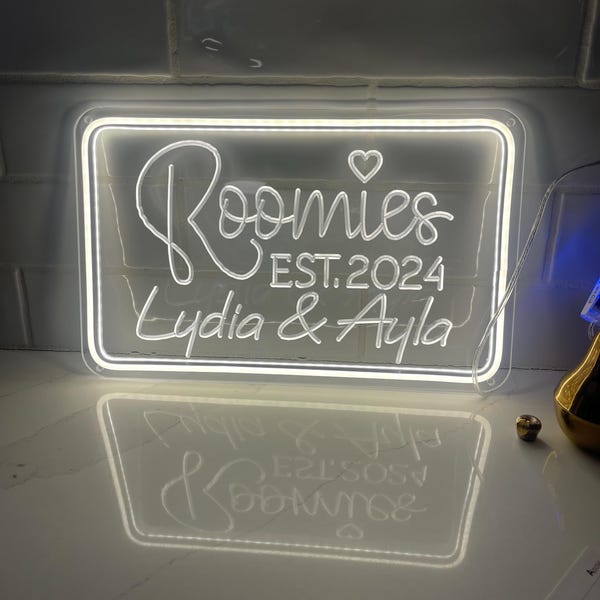 Roomies Neon Sign,personalized Roomate Name Sign,wall Decor for College ...