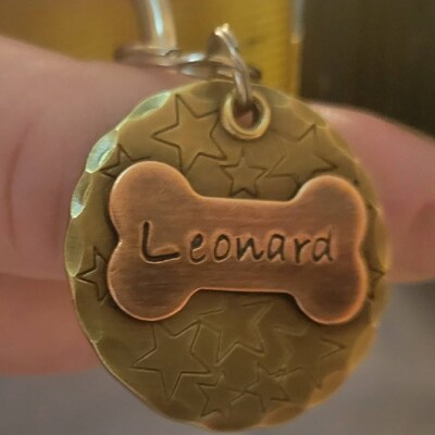 Large Dog Tag Personalized Pet ID Tag With Hand Stamped and Engraved ...