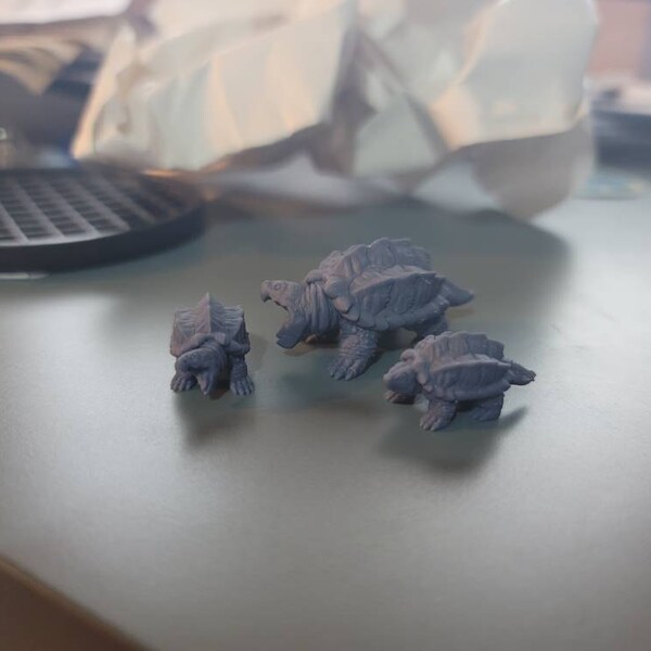 3D Printed Snapping Turtle Miniature Set | Tabletop Gaming - Etsy