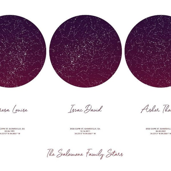 Custom Star Map Triple Star | Our Story Our Children Map Night Sky ...