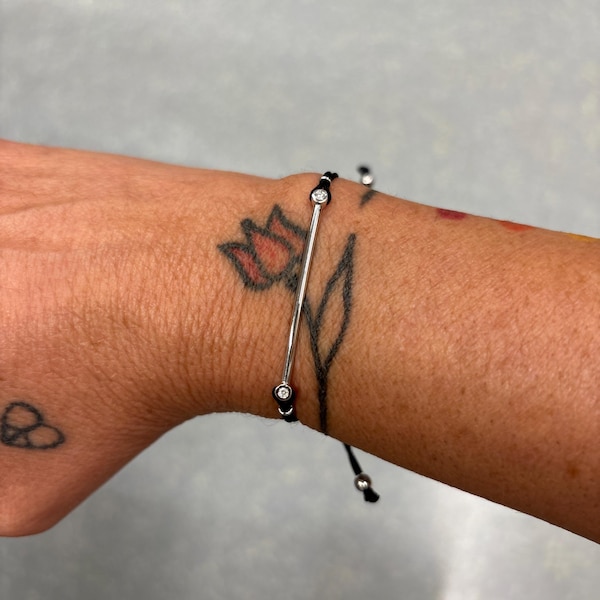 String Bracelet With Diamond 18k Gold, Diamond Bracelet, Friendship ...