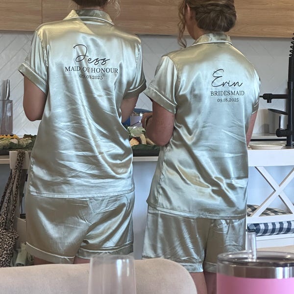 Personalized Satin Pajamas, Customize Bridal Pajamas, Bridesmaid ...