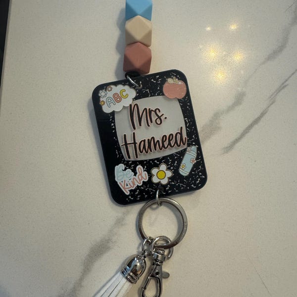 Teacher Subject Lanyard - Personalized Lanyard for ID Badge - Beaded ...