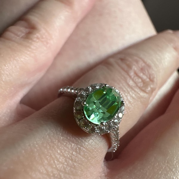 Uranium Glass Oval Cut Ring Size 4 Through 10.5 in New Sterling Silver ...