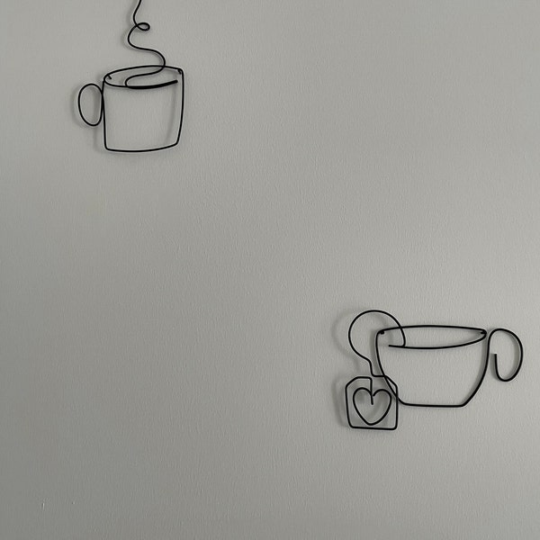 Wire Tea Cup Sign - Love Tea Wall Art - Wall Decor - Kitchen Decor ...