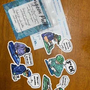 Surgeon Sticker 5-pack,funny Doctor Sticker Pack,surgeon Stickers ...
