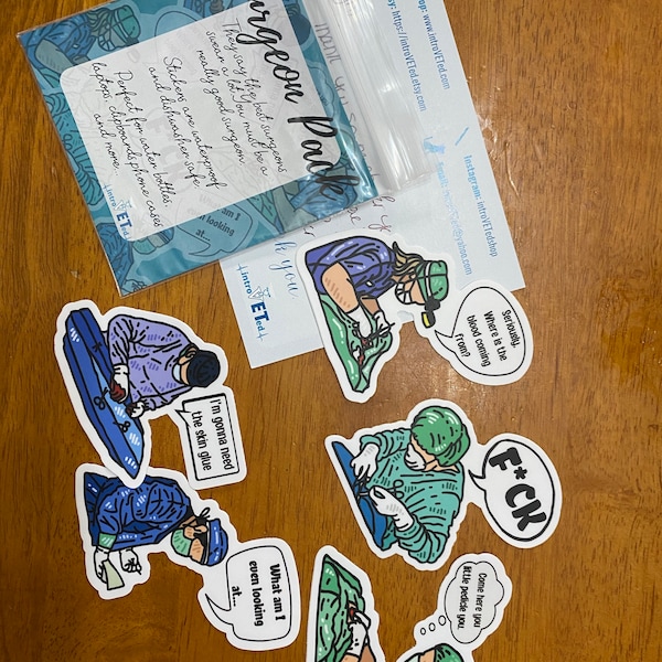 Surgeon Sticker 5-pack,funny Doctor Sticker Pack,surgeon Stickers ...