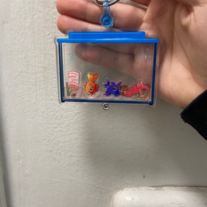 Cute Aquarium Refillable Shaker Keychain Acrylic Charms, Openable, Fish ...