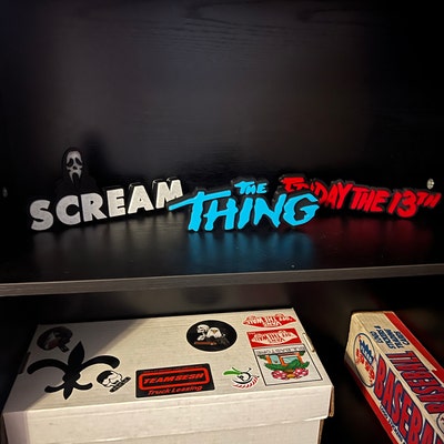 Red Friday the 13th / Horror Logo / Bookcase Display / Shelf Display - Etsy