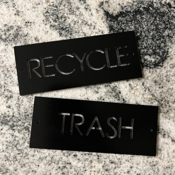 Trash and Recycle Aluminum Signs. 2"x5" Garbage Signs. Trash Can ...