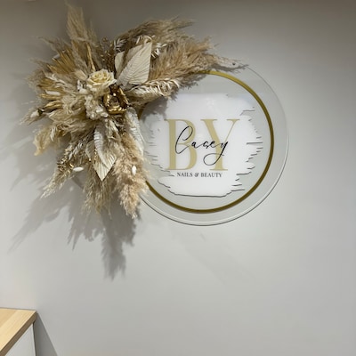 Pampas and Neon Sign, Salon Flower Decor, Wedding Arrangement, Dried ...