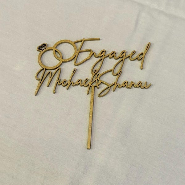 Engagement Ring Cake Topper - Personalized Engagement Cake Topper ...