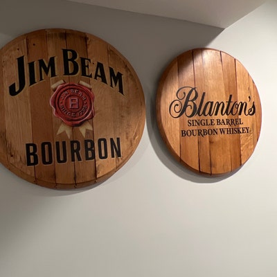 American Bourbon Whiskey Barrel Bar Sign Rustic Decor Aged Oak Barrel ...