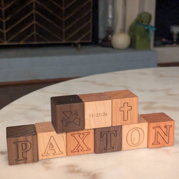 BAPTISM NAME BLOCKS - Personalized Baby or Child's Christening or ...