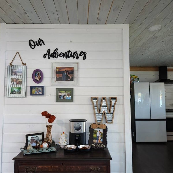 Our Adventures Sign, Adventure Decor, Gallery Wall Signs, Wood Word ...