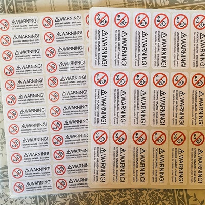 Small Parts Warning Stickers Not Suitable for Children Under Three ...