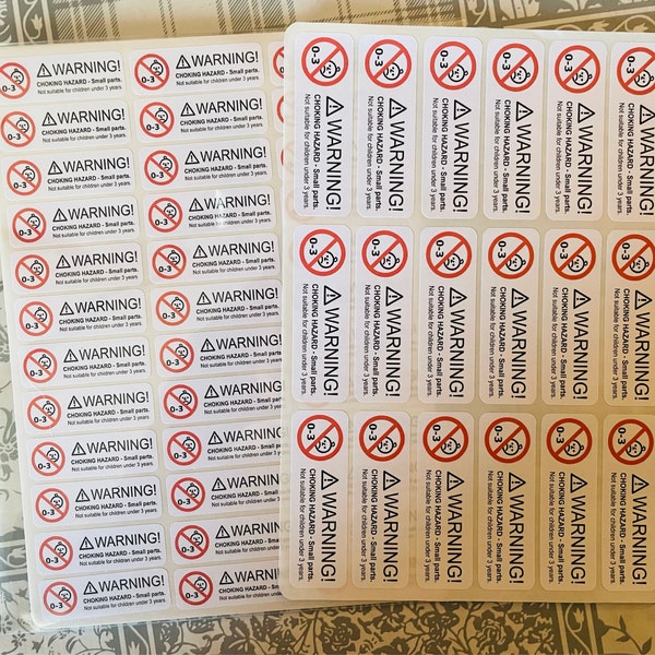 Small Parts Warning Stickers - Not Suitable for Children Under Three ...