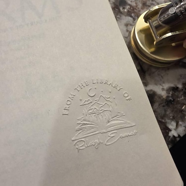 Custom Book Embosser: Personalized Library Stamp, Mountain Design - Etsy