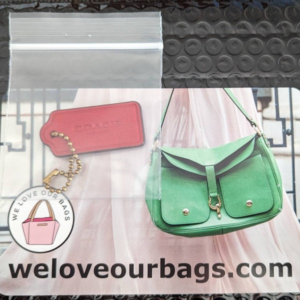 2" Medium COACH Pink Leather Antique Brass Fob Bag Charm Keychain Hang ...