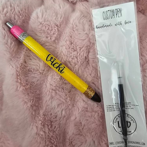 PENCIL Pen | Refillable Gel Pen | Glitter Pen | Teacher Appreciation ...