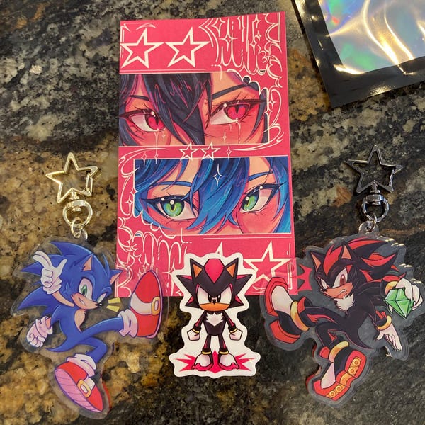Sonic Shadow Hedgehog 3' Acrylic Keychain/charms | Sonic Hedgehog - Etsy
