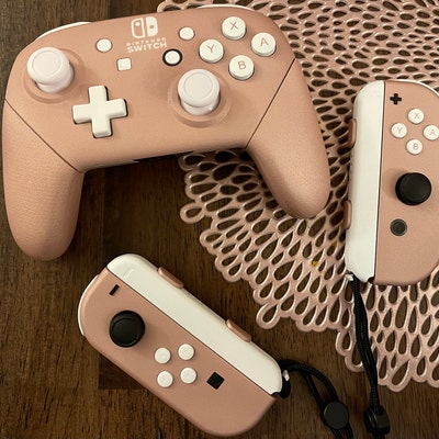 Custom Rose Gold Nintendo Switch Joy-con Joycon Controllers With White ...