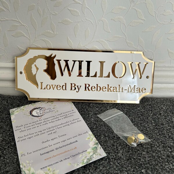 Stable Name Plate / Plaque Cut Out Traditional W/modern Twist Design Stable Door Sign Stall/barn ...